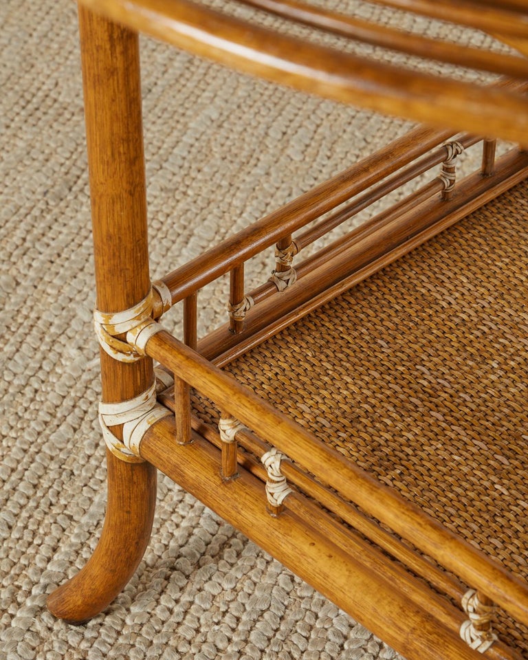 McGuire Rattan Raffia Round Occasional or Centre Table For Sale at 1stdibs