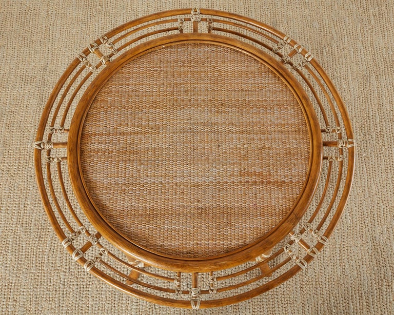McGuire Rattan Raffia Round Occasional or Centre Table For Sale at 1stdibs