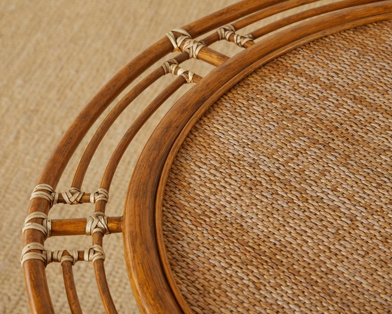 McGuire Rattan Raffia Round Occasional or Centre Table For Sale at 1stdibs