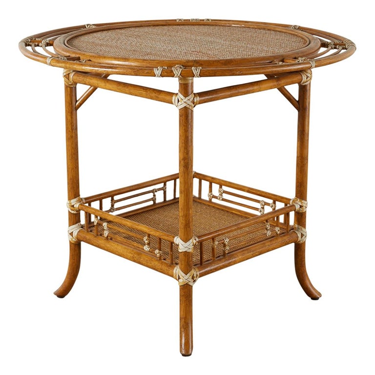 McGuire Rattan Raffia Round Occasional or Centre Table For Sale at 1stdibs