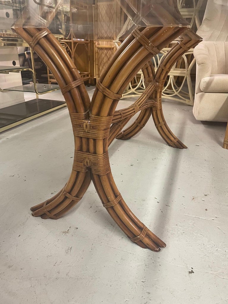 McGuire Rattan X-Frame Dining Table at 1stDibs