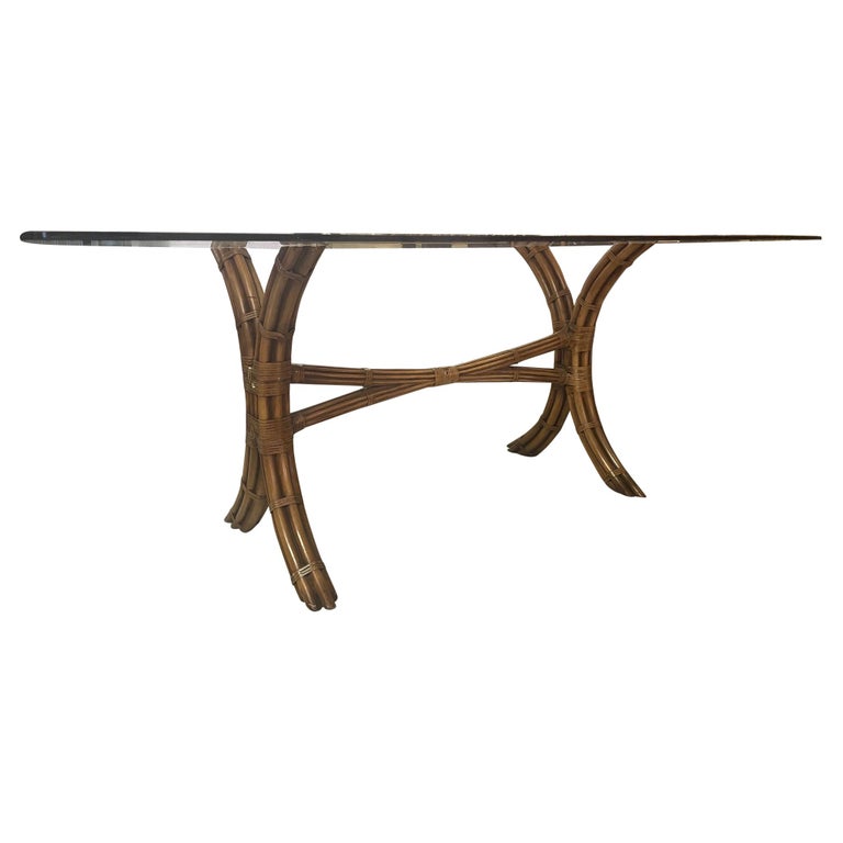 McGuire Rattan X-Frame Dining Table at 1stDibs