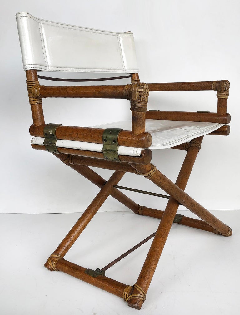 McGuire San Francisco Oak Director's Chair, Leather and Brass For Sale ...