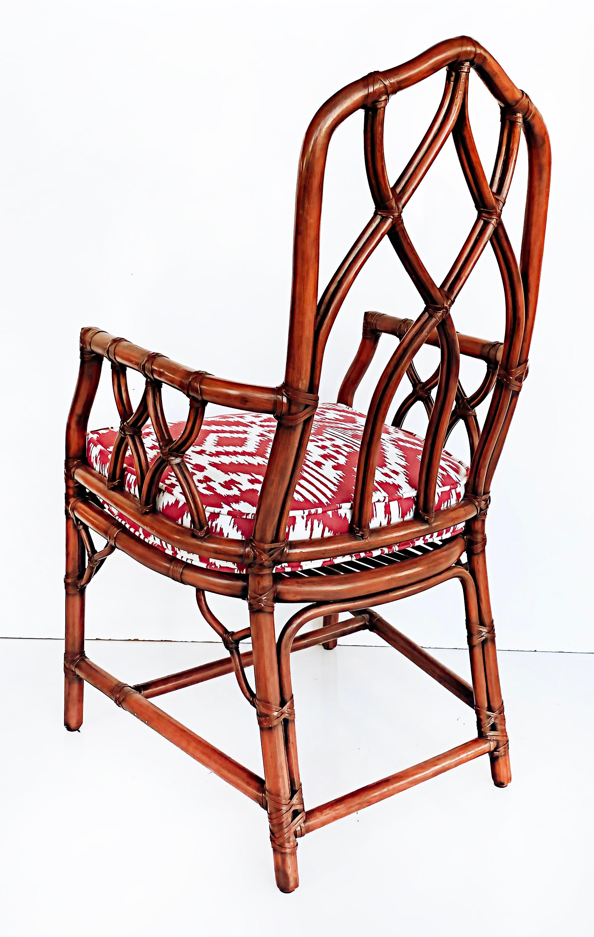 McGuire San Francisco Rattan Dining Chairs, Scalamandre Upholstery, Set ...