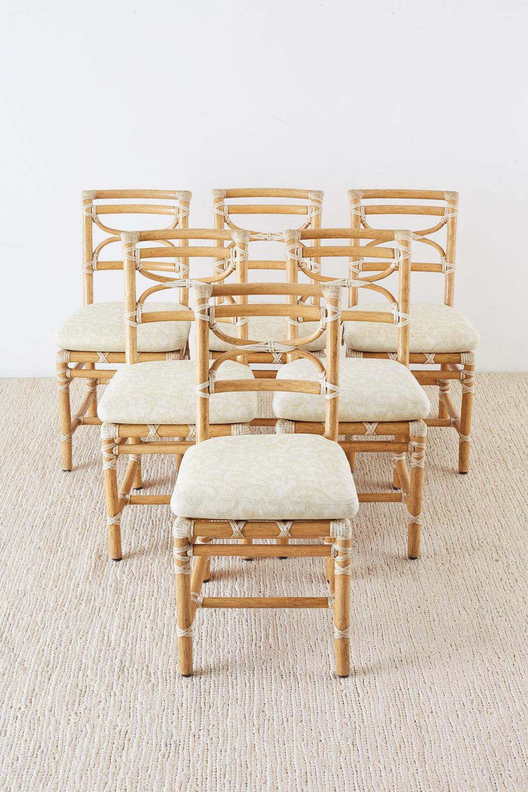 McGuire Set of Six Organic Modern Rattan Dining Chairs at 1stDibs