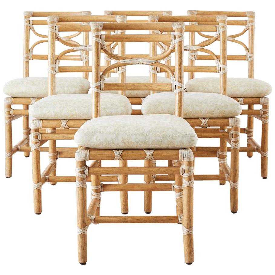 McGuire Set of Six Organic Modern Rattan Dining Chairs at 1stDibs