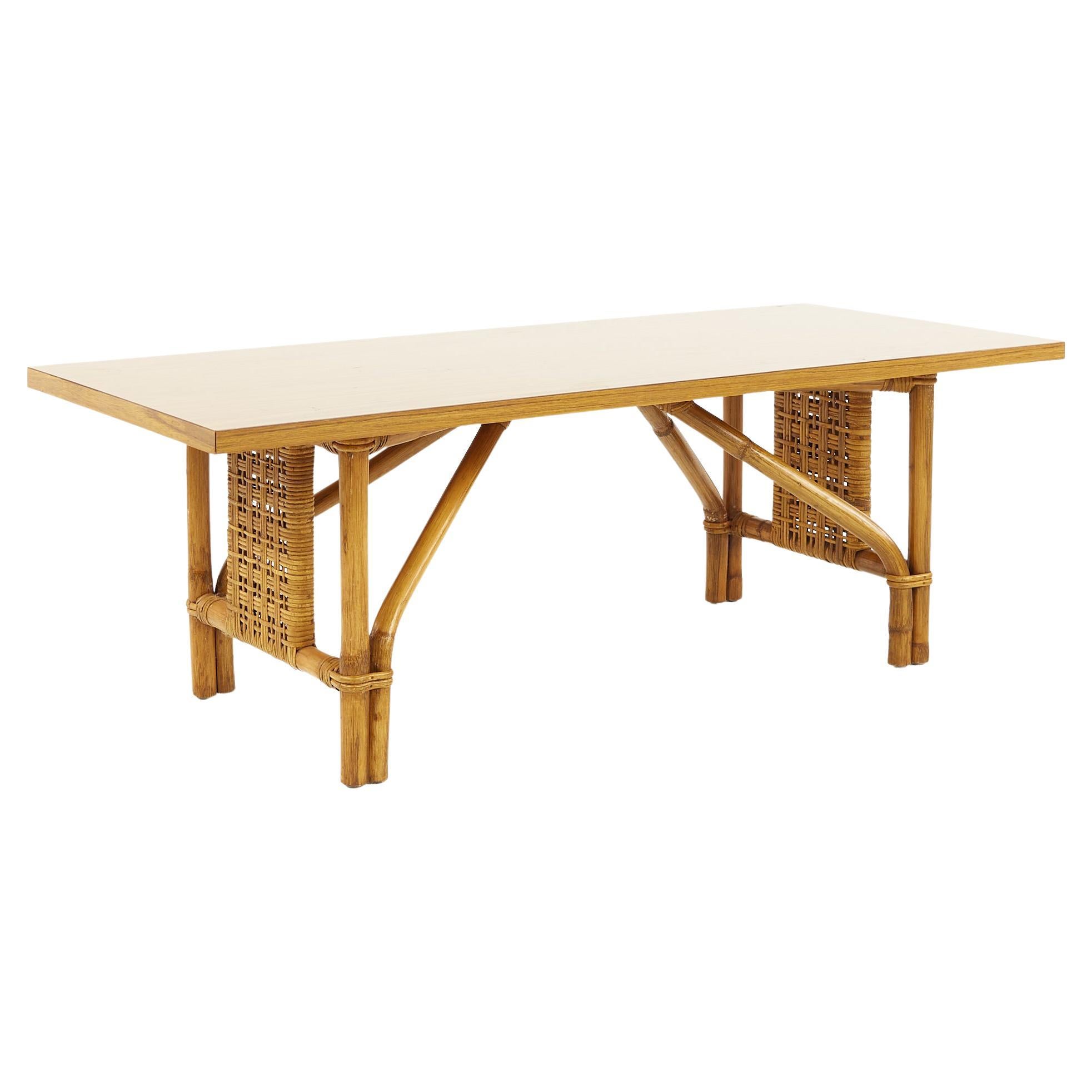 Vintage Bamboo and Rattan Table and Chairs by McGuire at 1stDibs