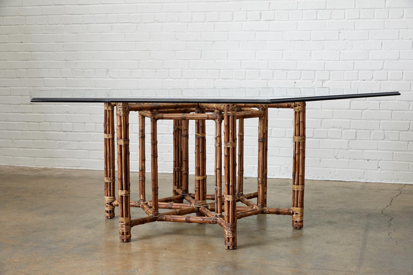 McGuire Style Organic Modern Bamboo Hexagonal Dining Table at 1stDibs ...
