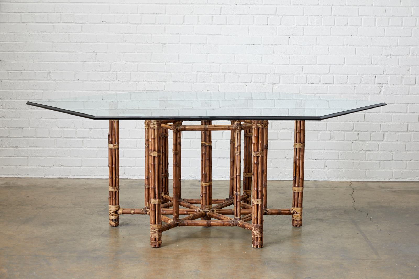 McGuire Style Organic Modern Bamboo Hexagonal Dining Table at 1stDibs ...