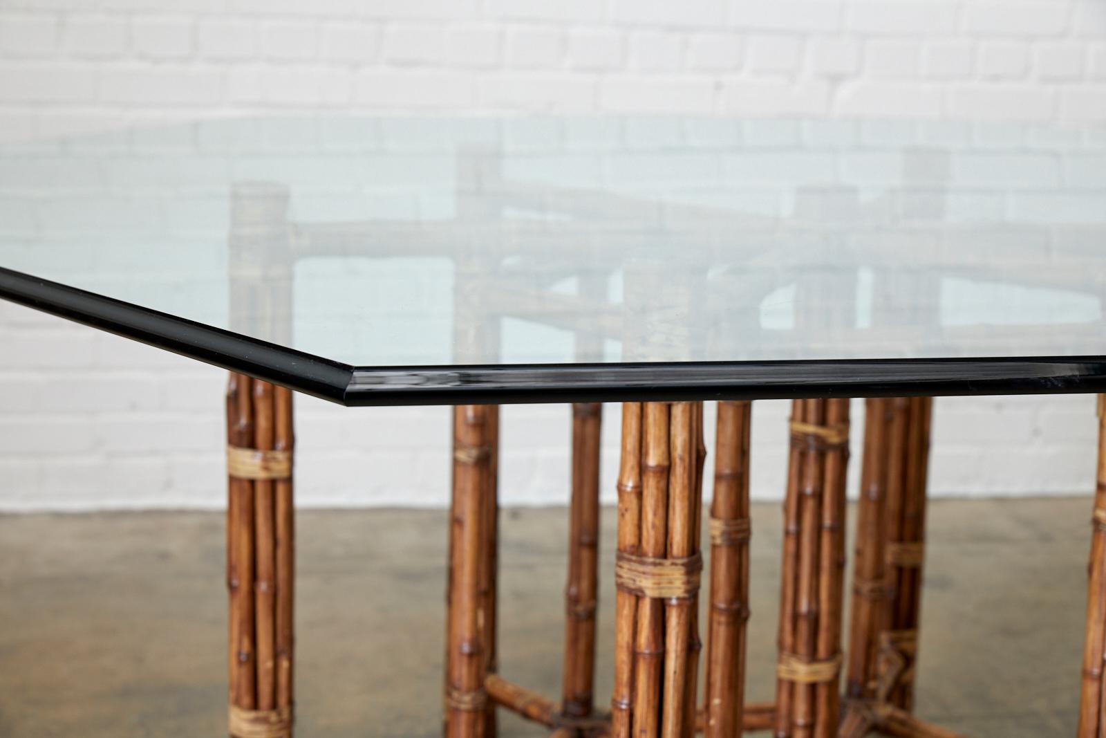 McGuire Style Organic Modern Bamboo Hexagonal Dining Table at 1stDibs ...