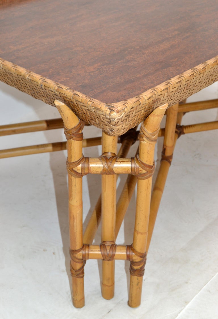McGuire Style Rectangular Bamboo Wood Mid-Century Modern Tray Table ...
