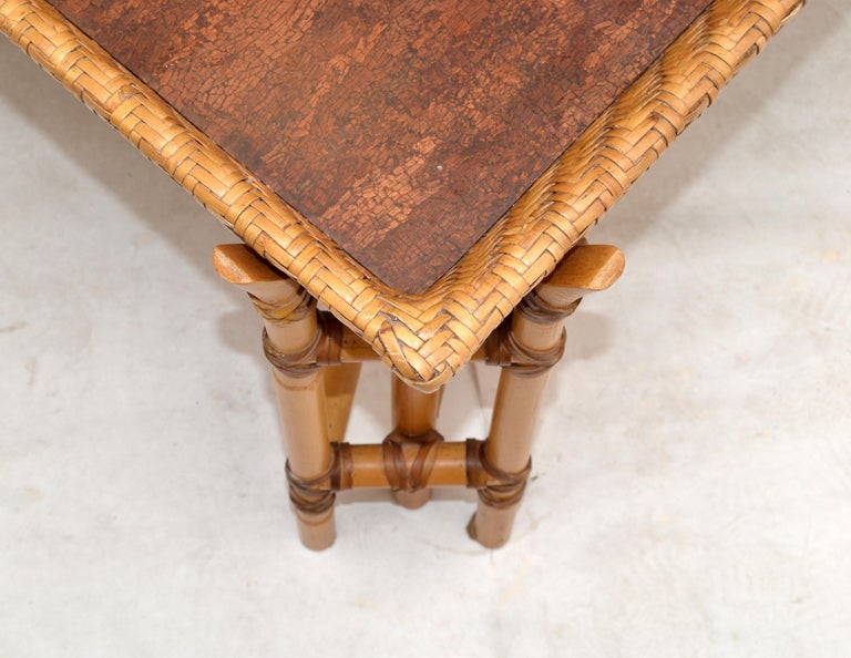 McGuire Style Rectangular Bamboo Wood Mid-Century Modern Tray Table ...