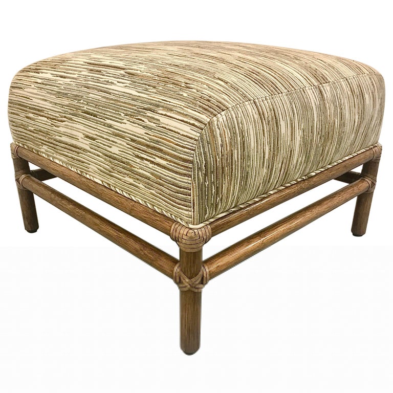 McGuire Toscana Rattan Square Ottoman For Sale at 1stDibs