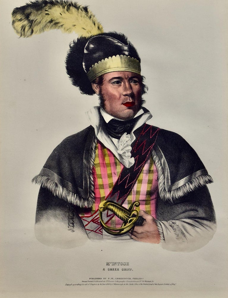 McKenney & Hall - McIntosh, A Creek Chief: Framed Hand-colored McKenney ...