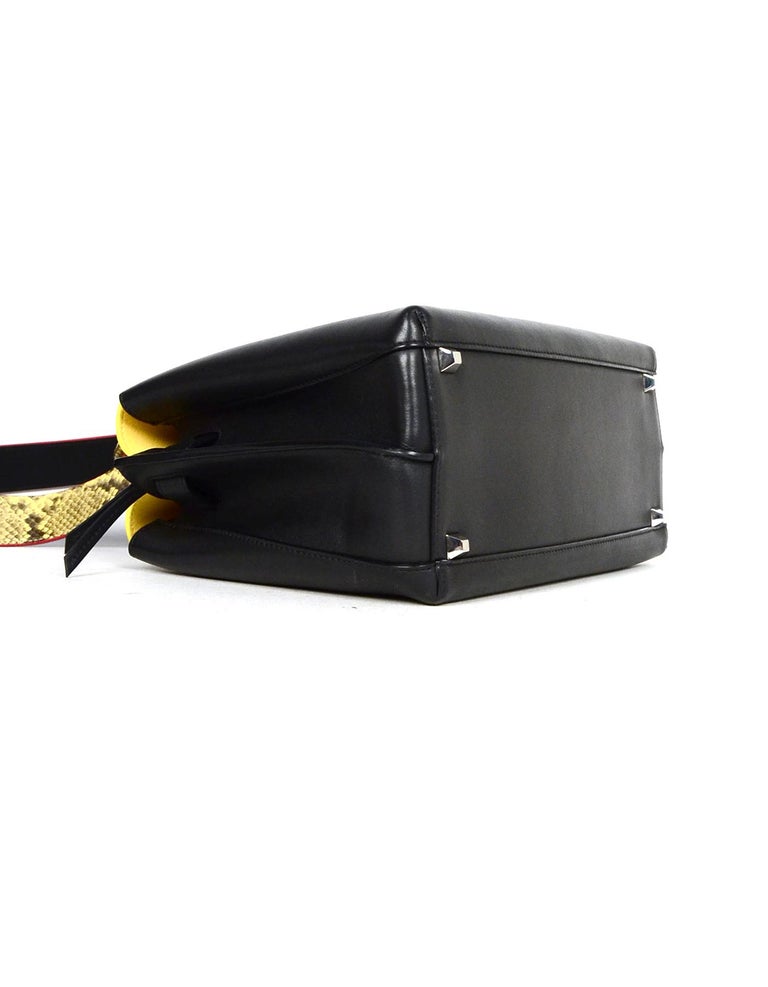 MCM 2017 Black Leather/Python Medium Milla Tote Bag W/ Yellow Exotic ...