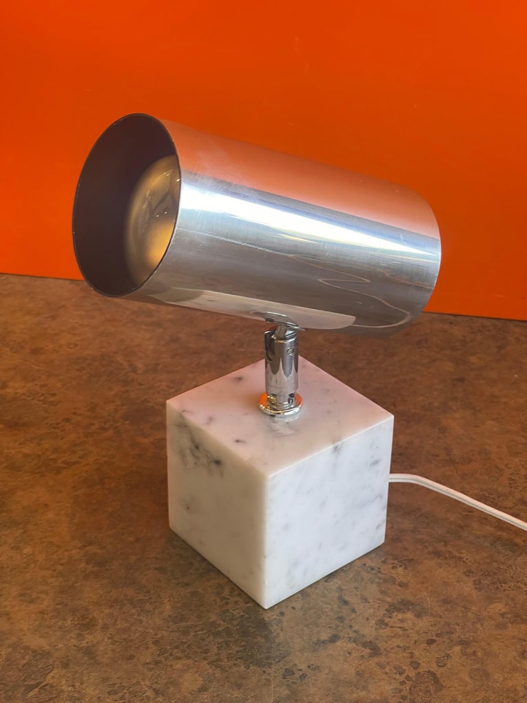 MCM Adjustable Chrome on Marble Table Lamp by Neal Small for Koch and ...