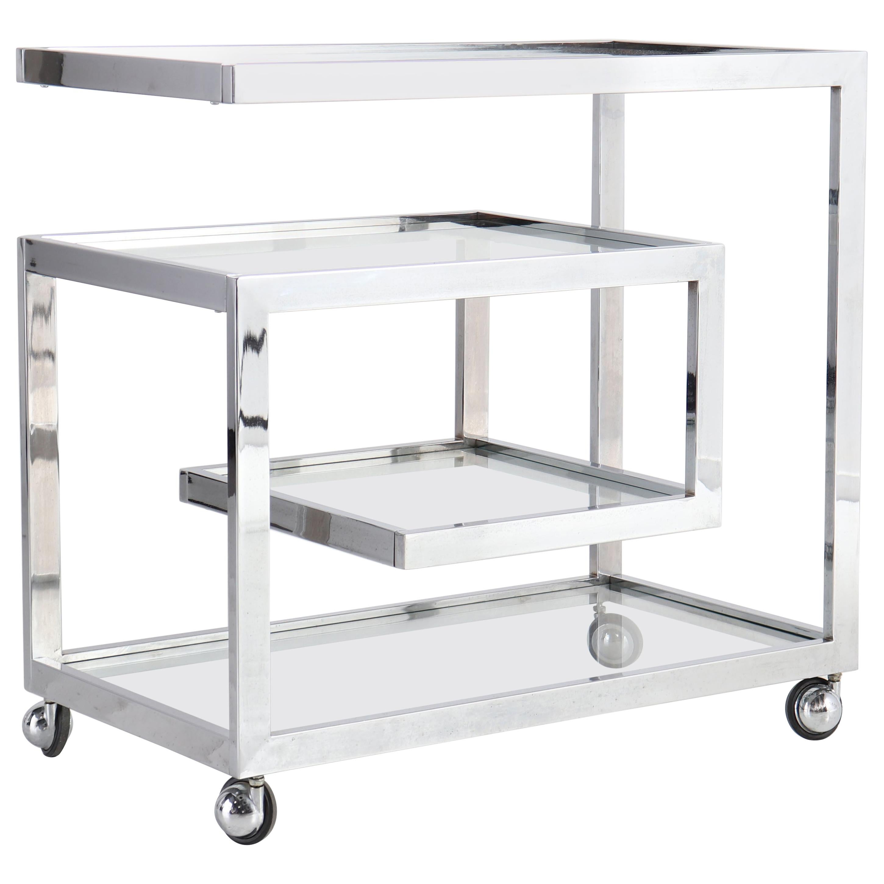Mid Century Modern Bar Cart Original Glass Frame at 1stDibs