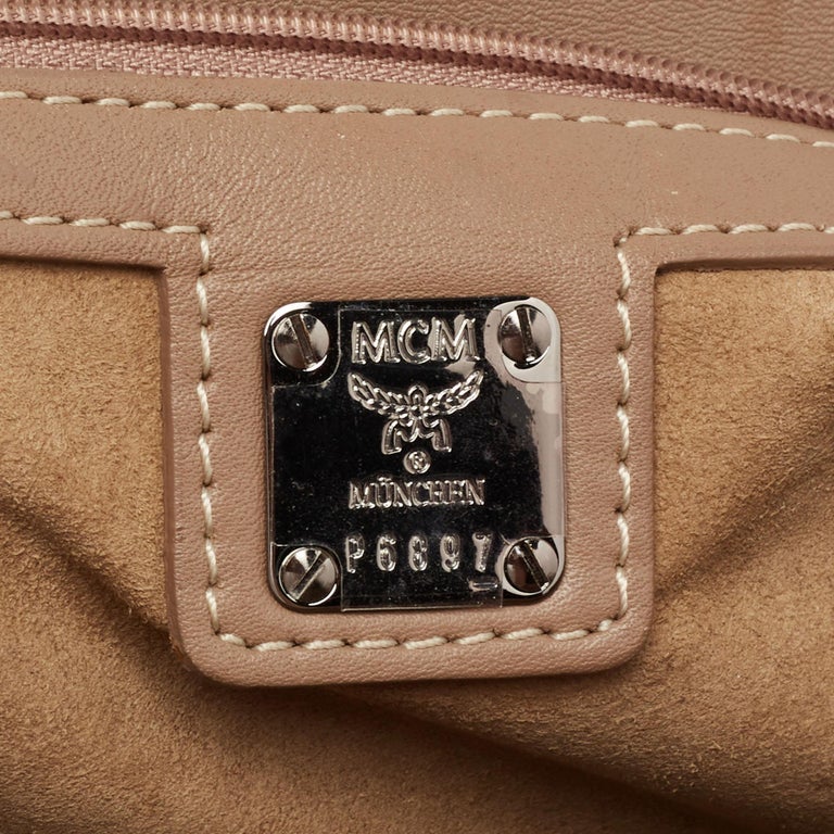 MCM Beige Essential Quilted Leather Logo Tote For Sale at 1stDibs