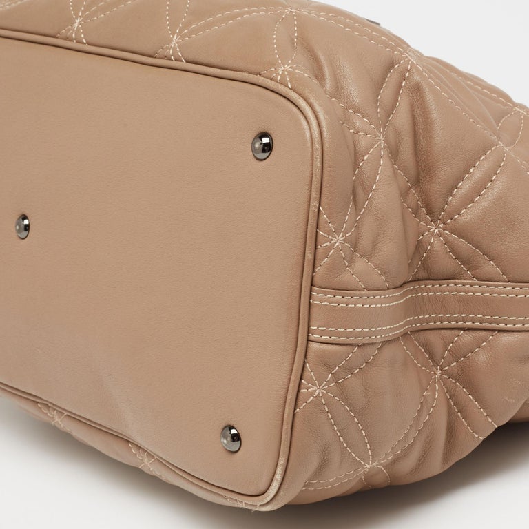 MCM Beige Essential Quilted Leather Logo Tote For Sale at 1stDibs