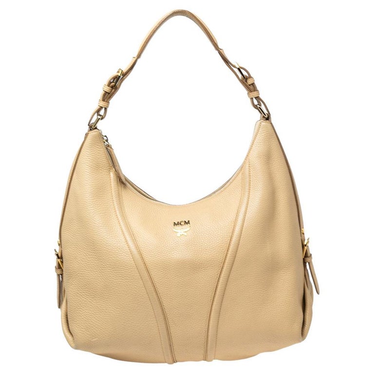 MCM Beige Leather Hobo at 1stDibs