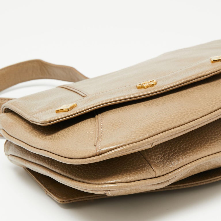 MCM Beige Leather Studded Flap Shoulder Bag For Sale at 1stDibs