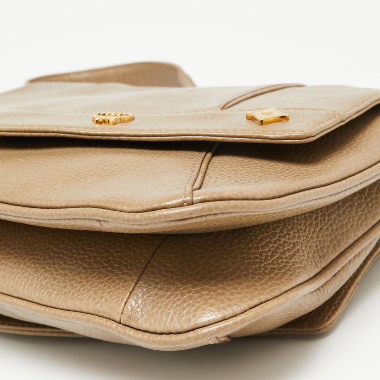 MCM Beige Leather Studded Flap Shoulder Bag For Sale at 1stDibs