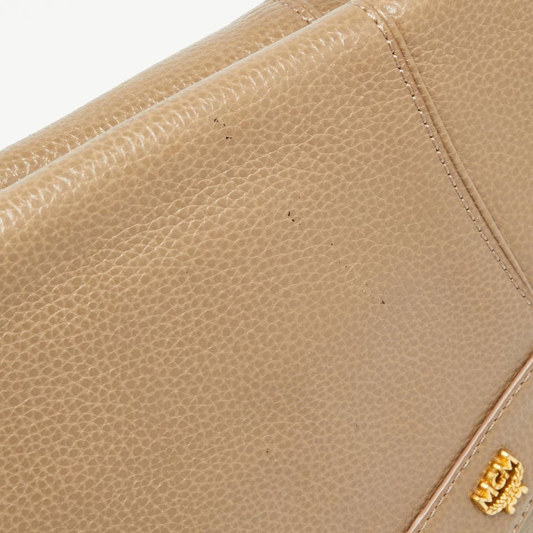 MCM Beige Leather Studded Flap Shoulder Bag For Sale at 1stDibs