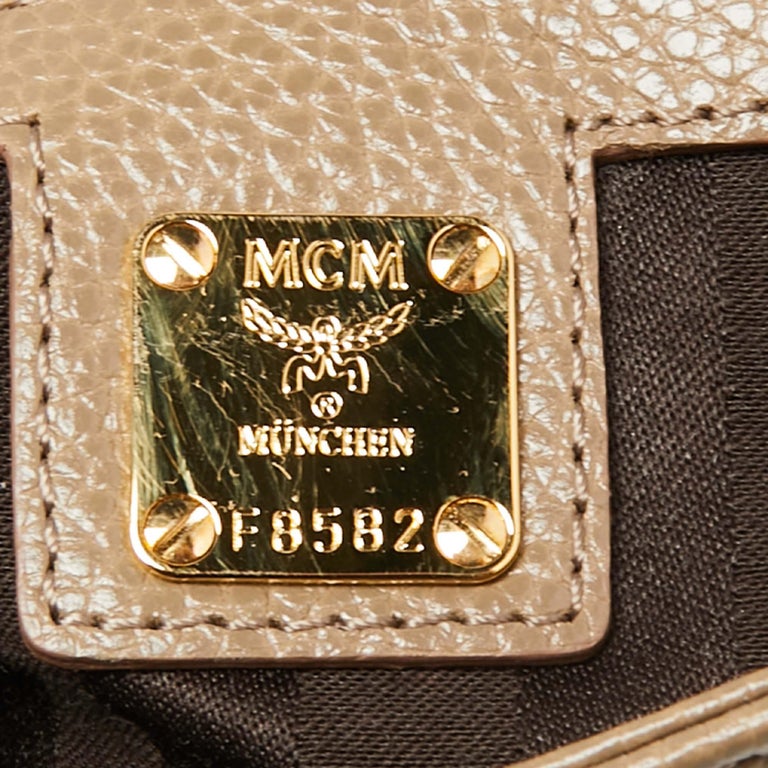 MCM Beige Leather Studded Flap Shoulder Bag For Sale at 1stDibs