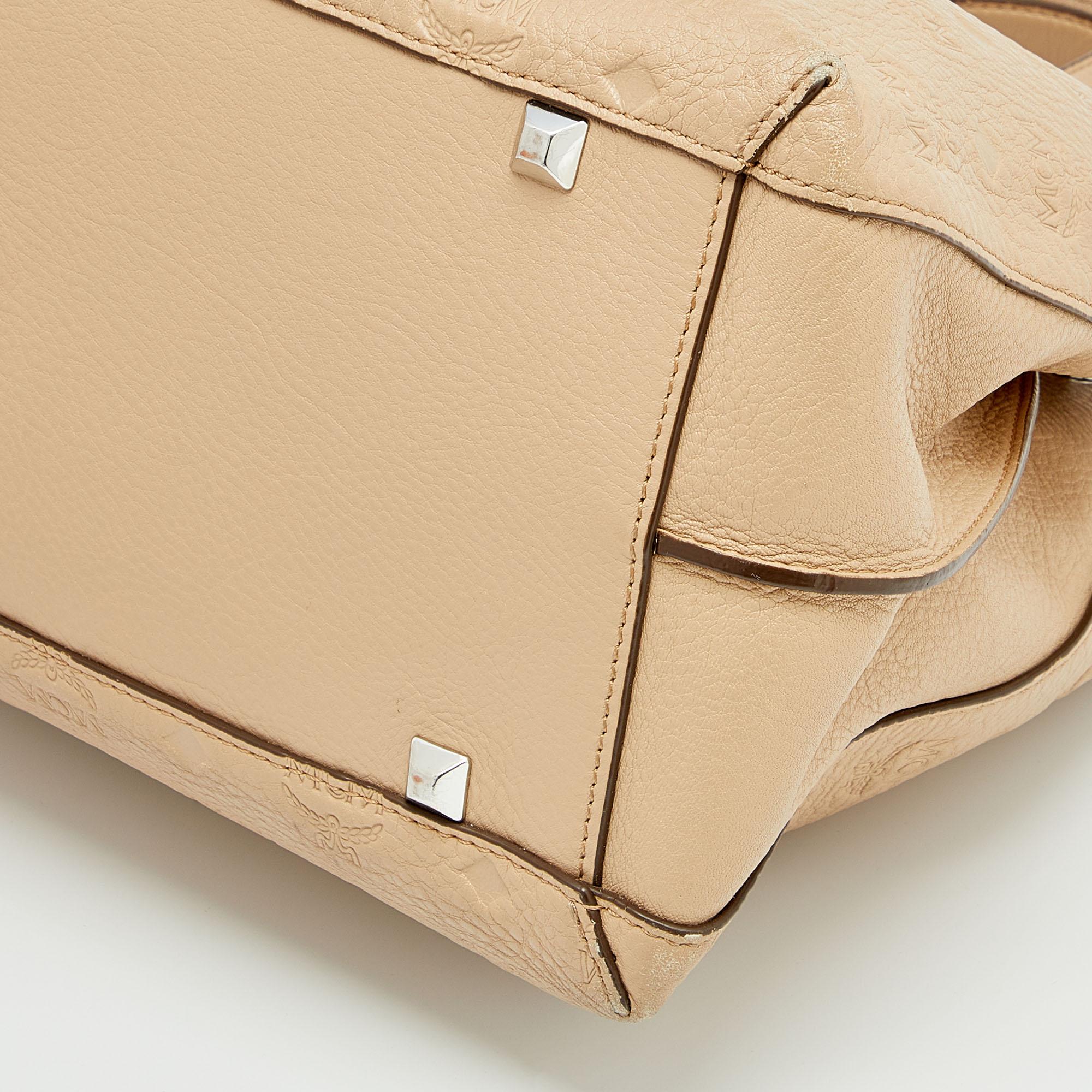 MCM Beige Monogram Leather Tote at 1stDibs | monogrammed leather tote ...