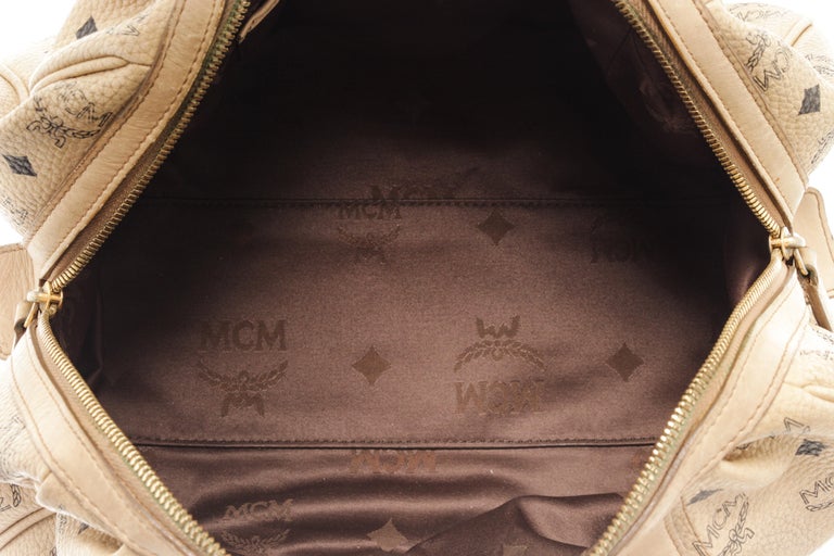 MCM Beige Visetos Leather Shoulder Bag For Sale at 1stDibs