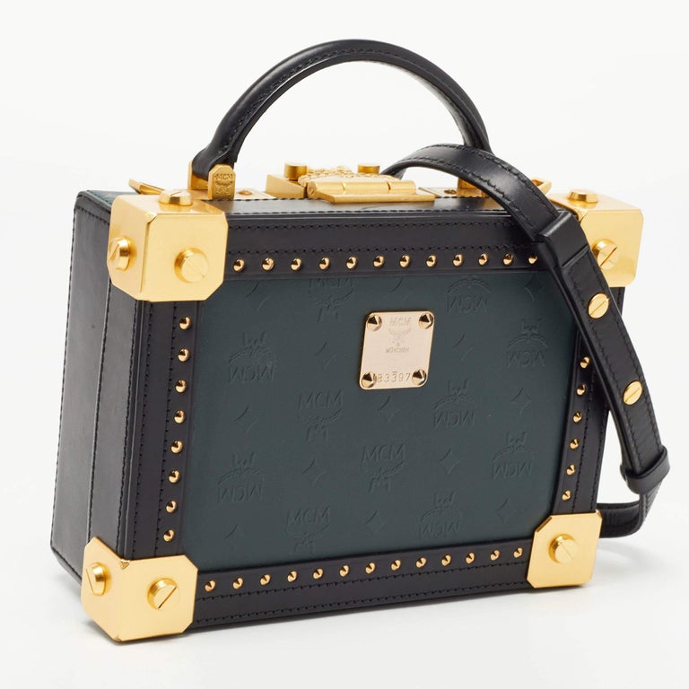 MCM Black/Green Visetos Coated Canvas and Leather Berlin Box Bag For ...