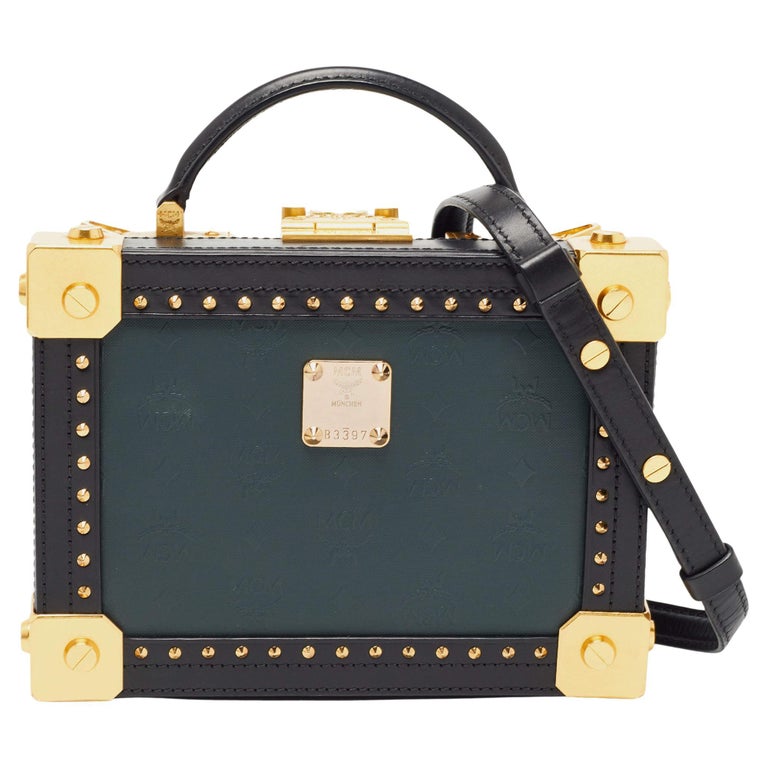 MCM Black/Green Visetos Coated Canvas and Leather Berlin Box Bag For ...