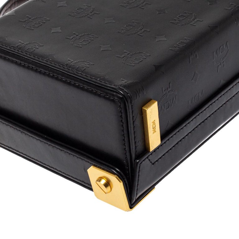 MCM Black Leather Berlin Box Bag at 1stDibs | mcm berlin box