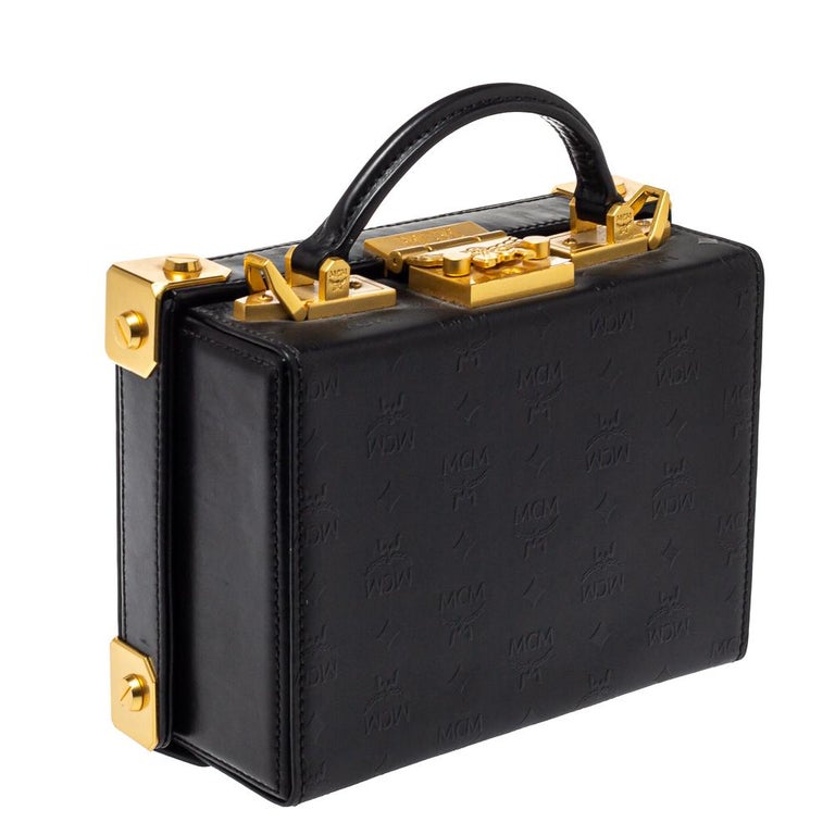 MCM Black Leather Berlin Box Bag at 1stDibs | mcm berlin box