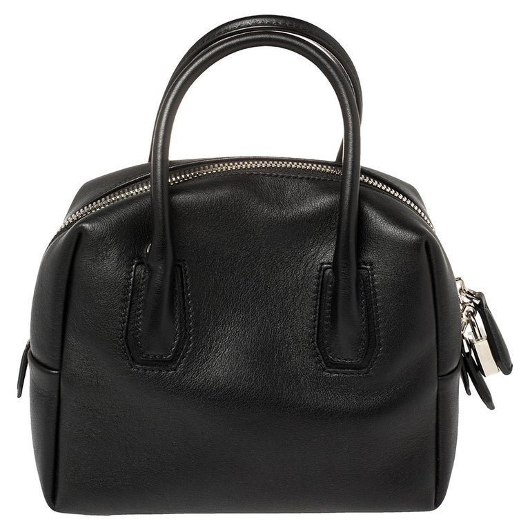 MCM Black Leather Boston Satchel at 1stDibs