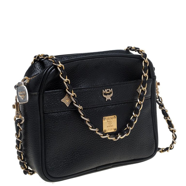 MCM Black Leather Camera Crossbody Bag at 1stDibs
