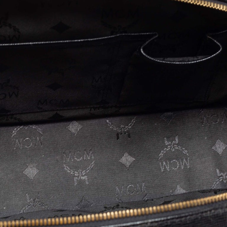 MCM Black Leather Motif Dome Satchel For Sale at 1stDibs