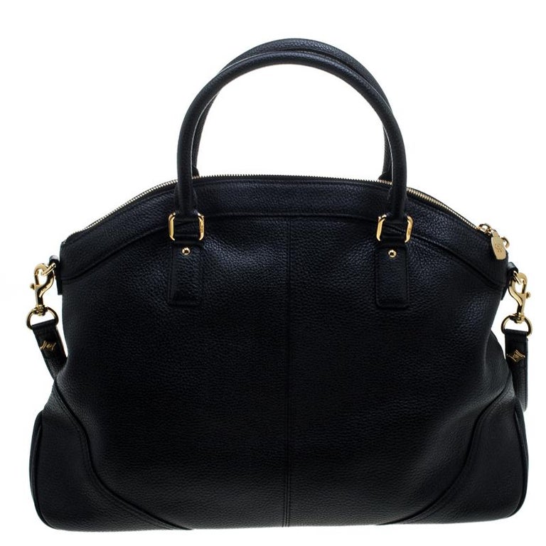 MCM Black Leather Satchel For Sale at 1stDibs