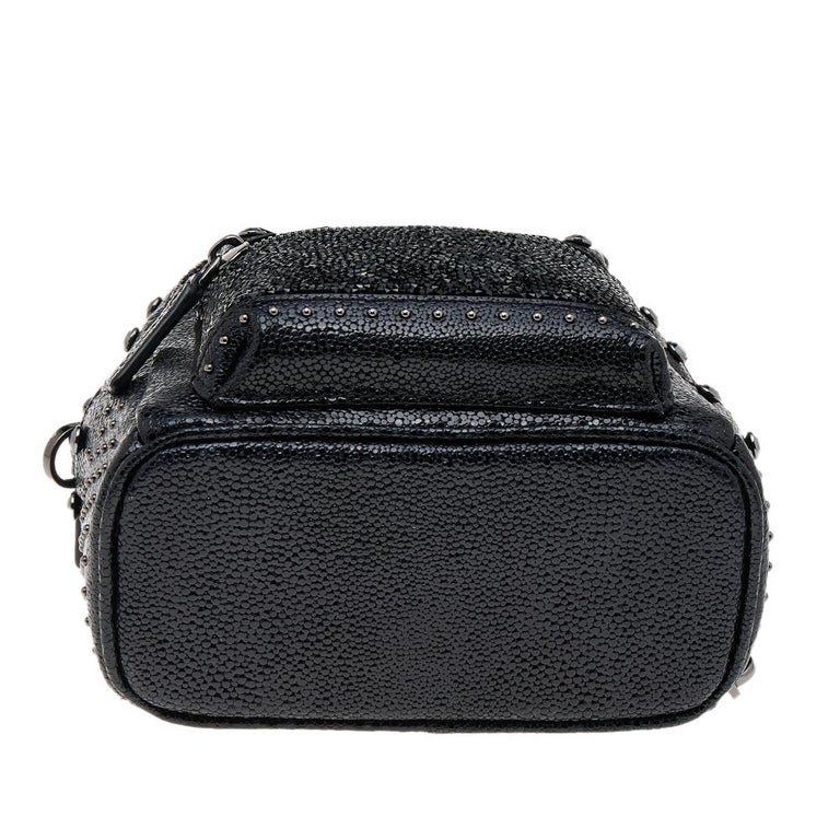 MCM Black Leather X Mini Stark Crystal Embellished Backpack at 1stDibs