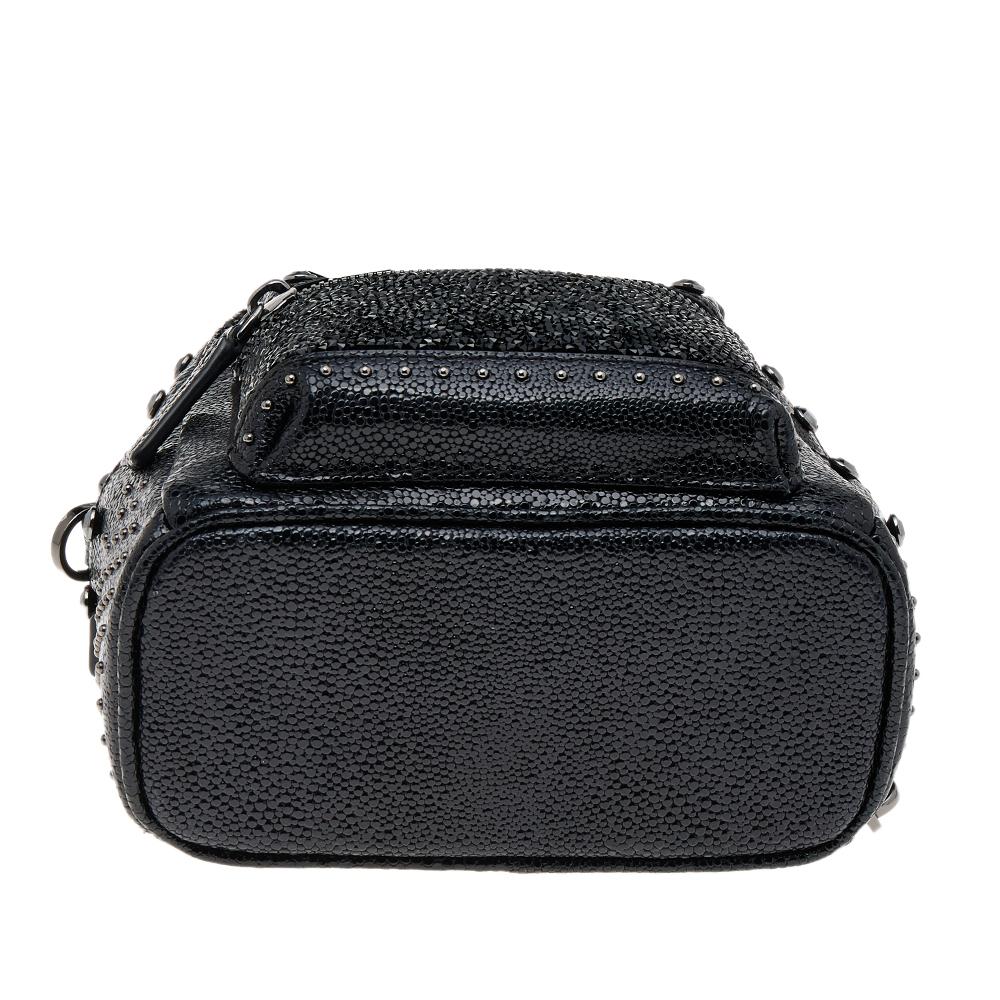 MCM Black Leather X Mini Stark Crystal Embellished Backpack For Sale at ...