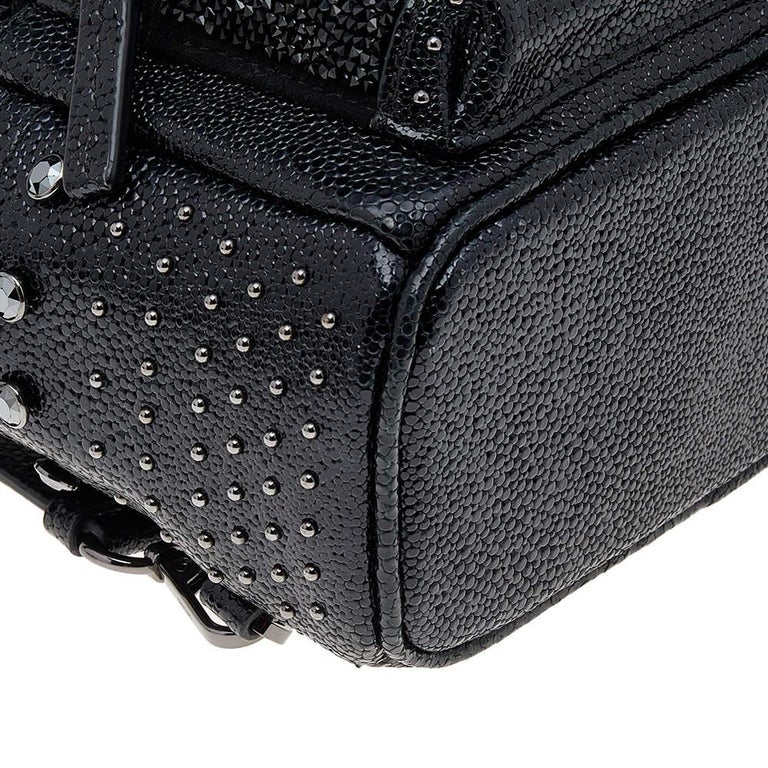 MCM Black Leather X Mini Stark Crystal Embellished Backpack For Sale at ...