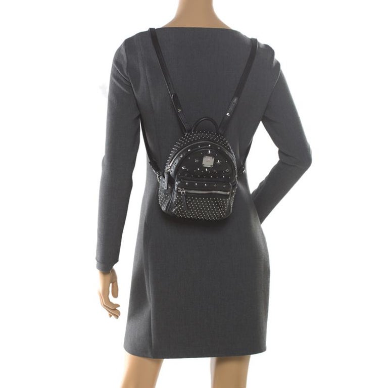MCM Black Leather X Mini Studded Strak-Bebe Boo Backpack For Sale at ...