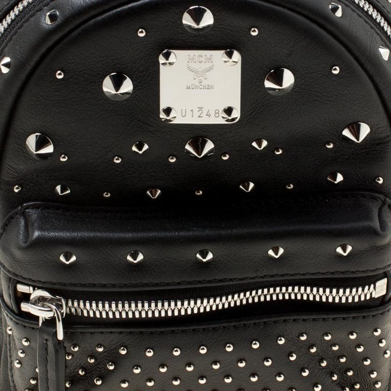 MCM Black Leather X Mini Studded Strak-Bebe Boo Backpack For Sale at ...
