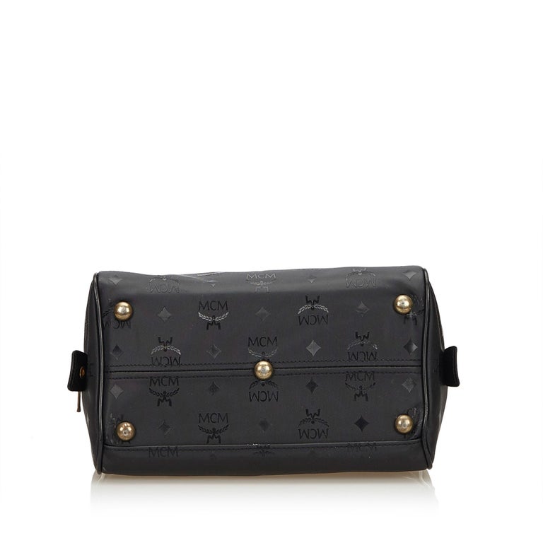 MCM Black Mini Visetos Boston Bag For Sale at 1stDibs