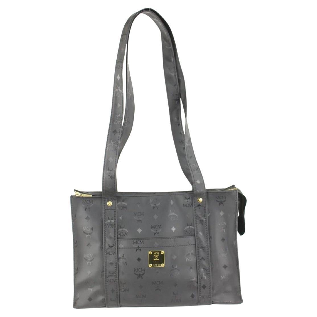 MCM Lion Logo Shopper 869658 Brown Leather Shoulder Bag For Sale at 1stDibs