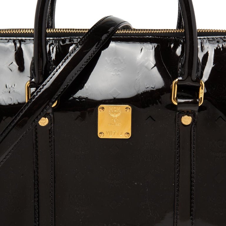 MCM Black Patent Leather Satchel at 1stDibs