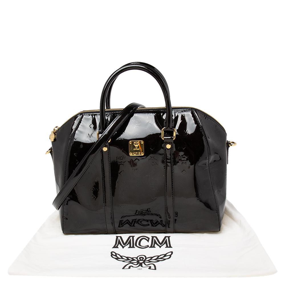 MCM Black Patent Leather Satchel at 1stDibs