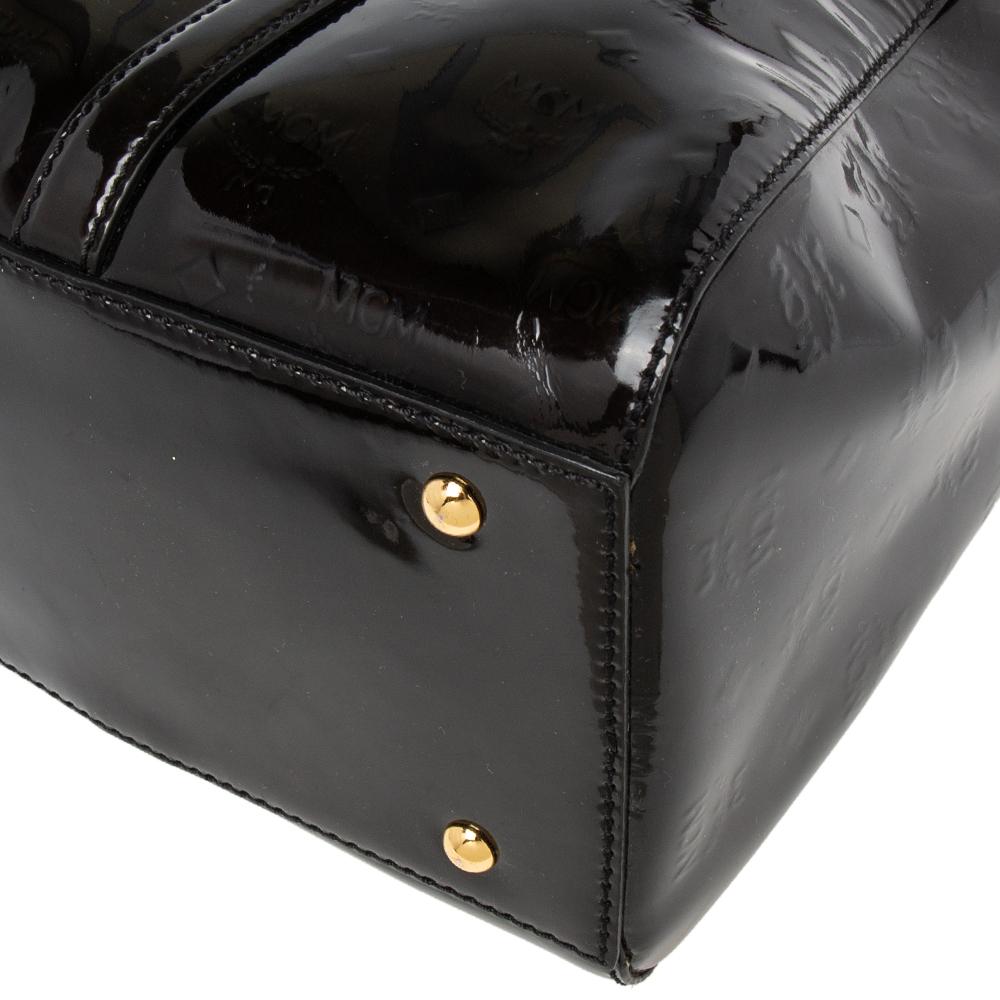 MCM Black Patent Leather Satchel at 1stDibs