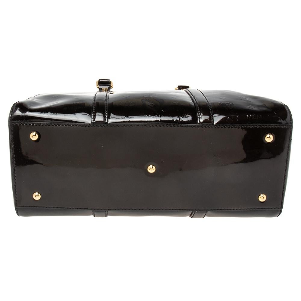 MCM Black Patent Leather Satchel at 1stDibs