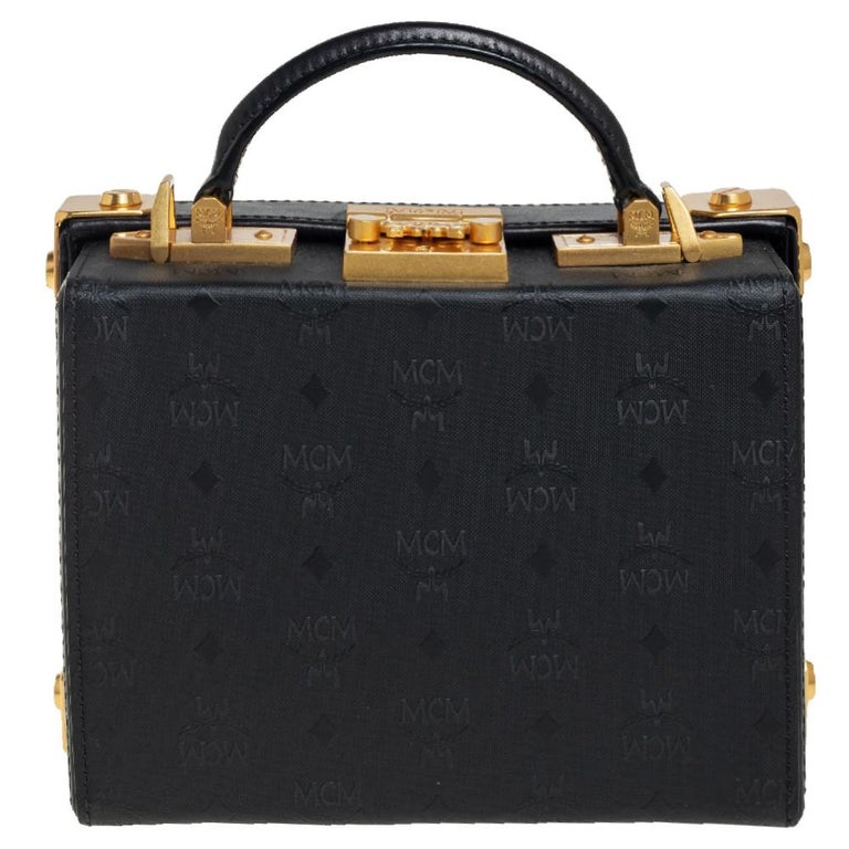 MCM Black Visetos Coated Canvas and Leather Berlin Box Bag at 1stDibs